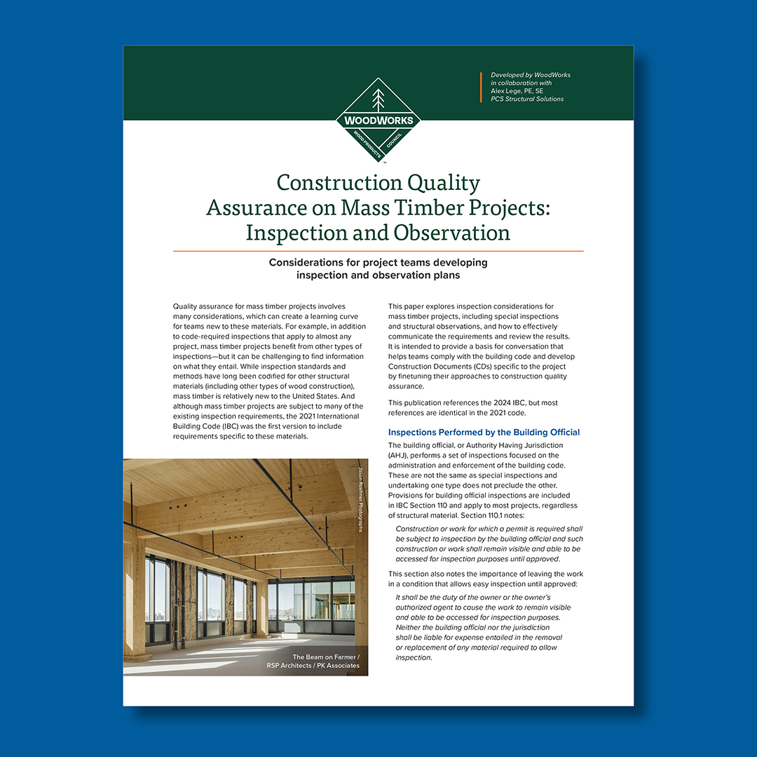 Construction Quality Assurance on Mass Timber Projects: Inspection and ...