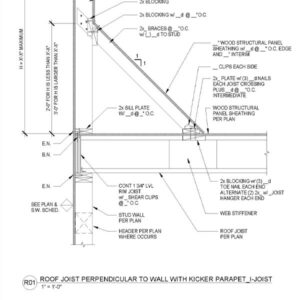 Roof Joist Perpendicular to Wall with Kicker Parapet-I-joist ...