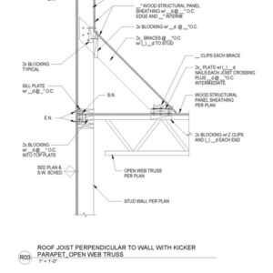 Roof Joist Perpendicular to Wall with Kicker Parapet-Open-web Truss ...